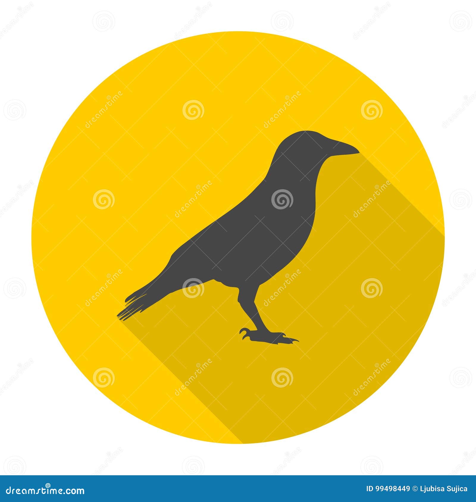Crow Raven Vector Silhouette Icon with Long Shadow Stock Vector ...