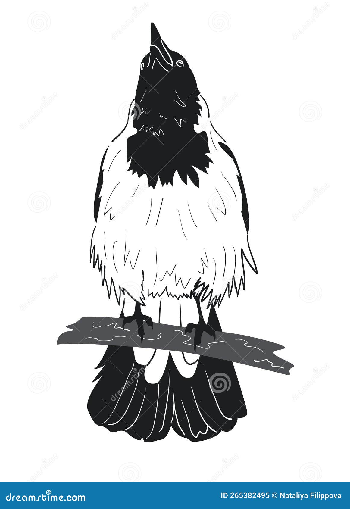 Crow sitting on branch stock vector. Illustration of vector - 265382495