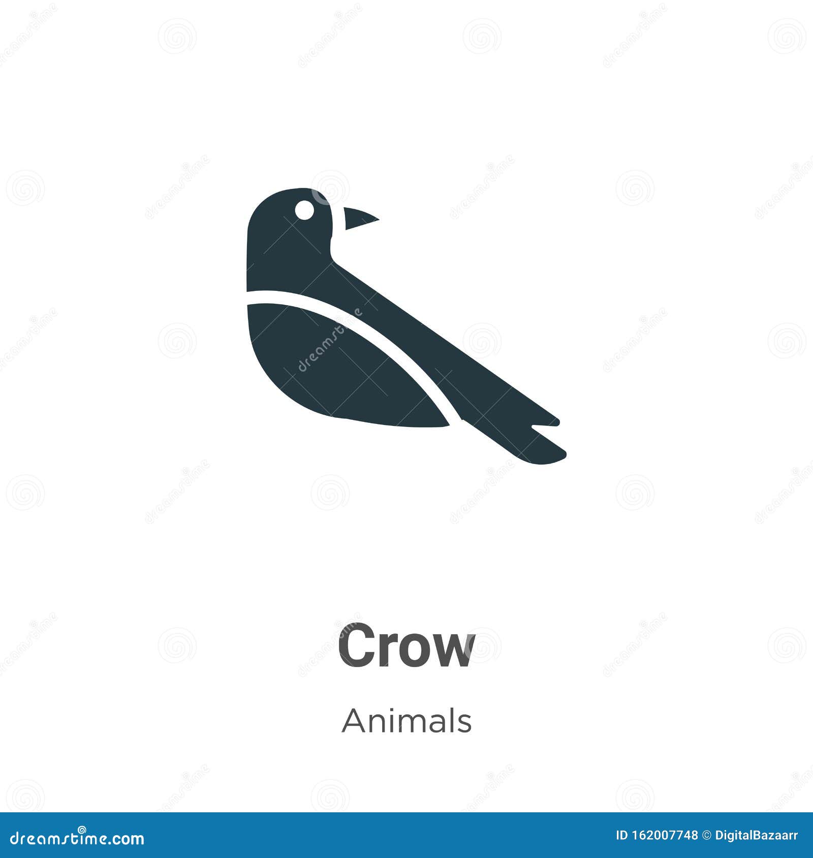 Crow Vector Icon on White Background. Flat Vector Crow Icon Symbol Sign ...