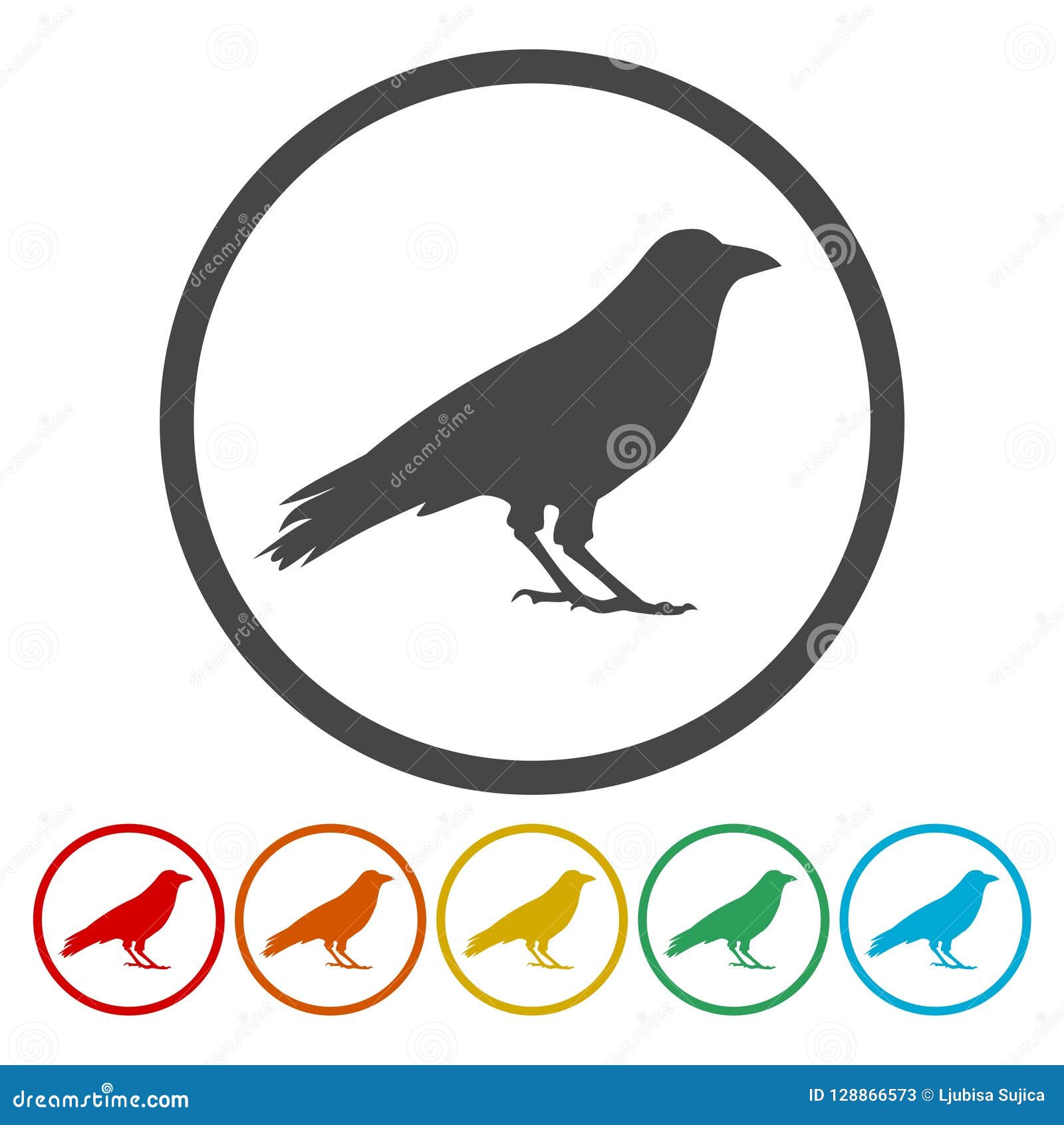 Crow Vector Illustration Design, Crow Circle Silhouette Stock Vector ...