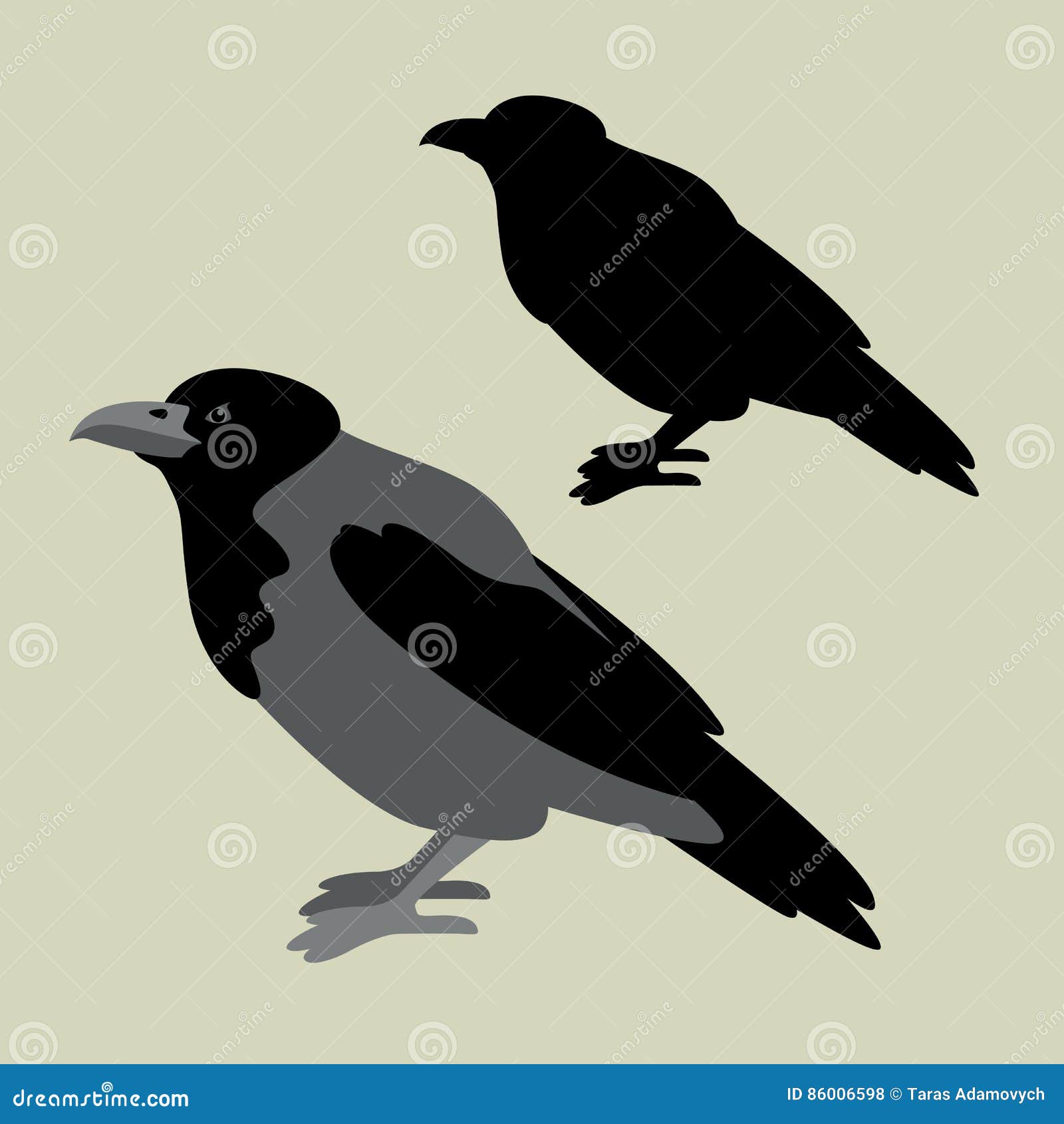 Crow Vector Illustration Style Flat Set Stock Vector - Illustration of ...