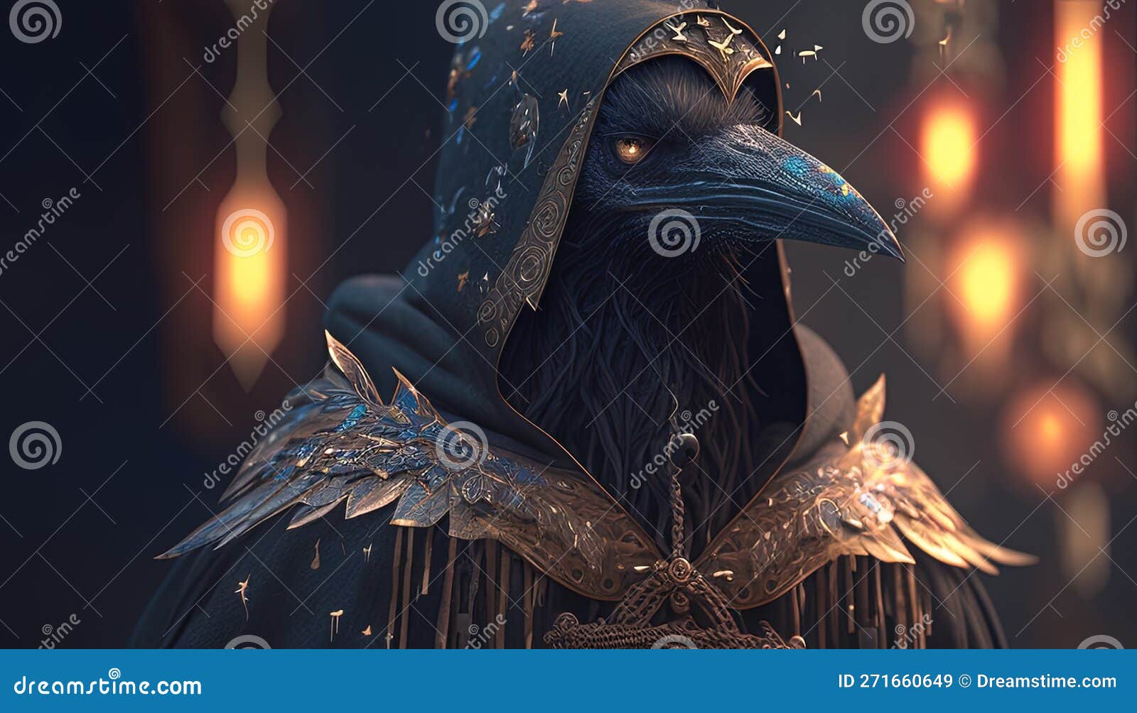 Crow Wizard Digital Art Illustration, Generative AI Stock Illustration ...