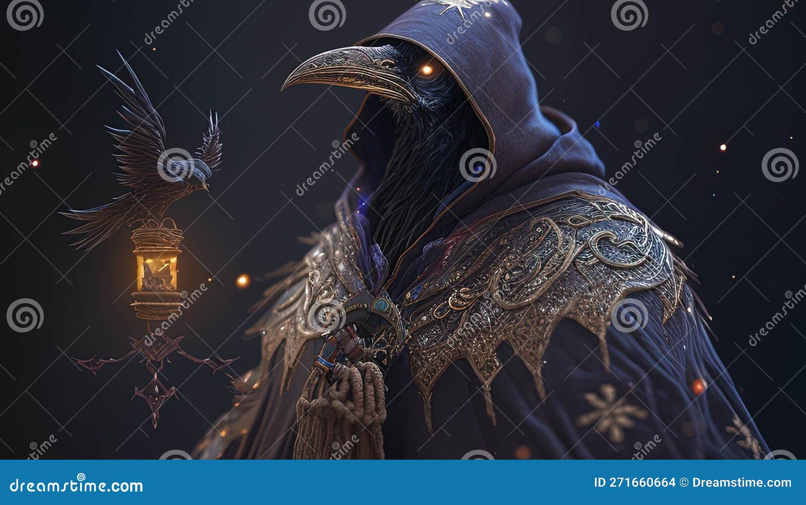 Crow Wizard Digital Art Illustration, Generative AI Stock Illustration ...