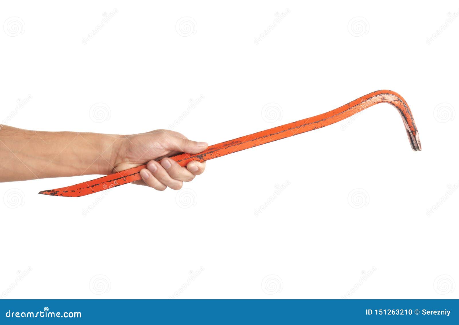Crowbar in Male Hand Isolated on White Stock Photo - Image of ...