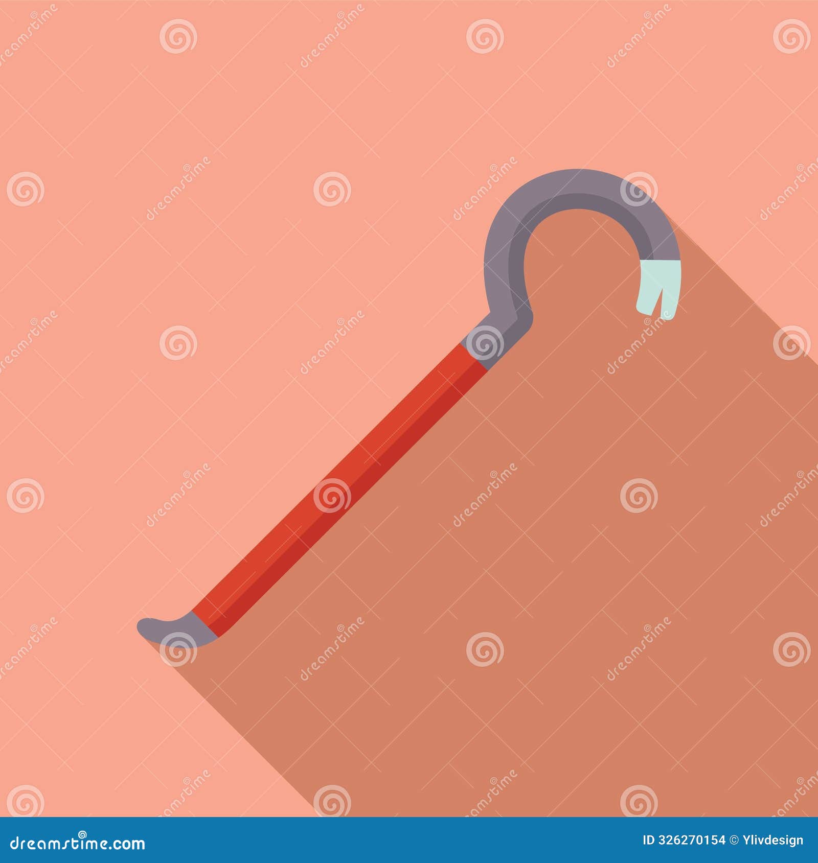 Crowbar with Red Handle Lying on Pink Background Stock Illustration ...