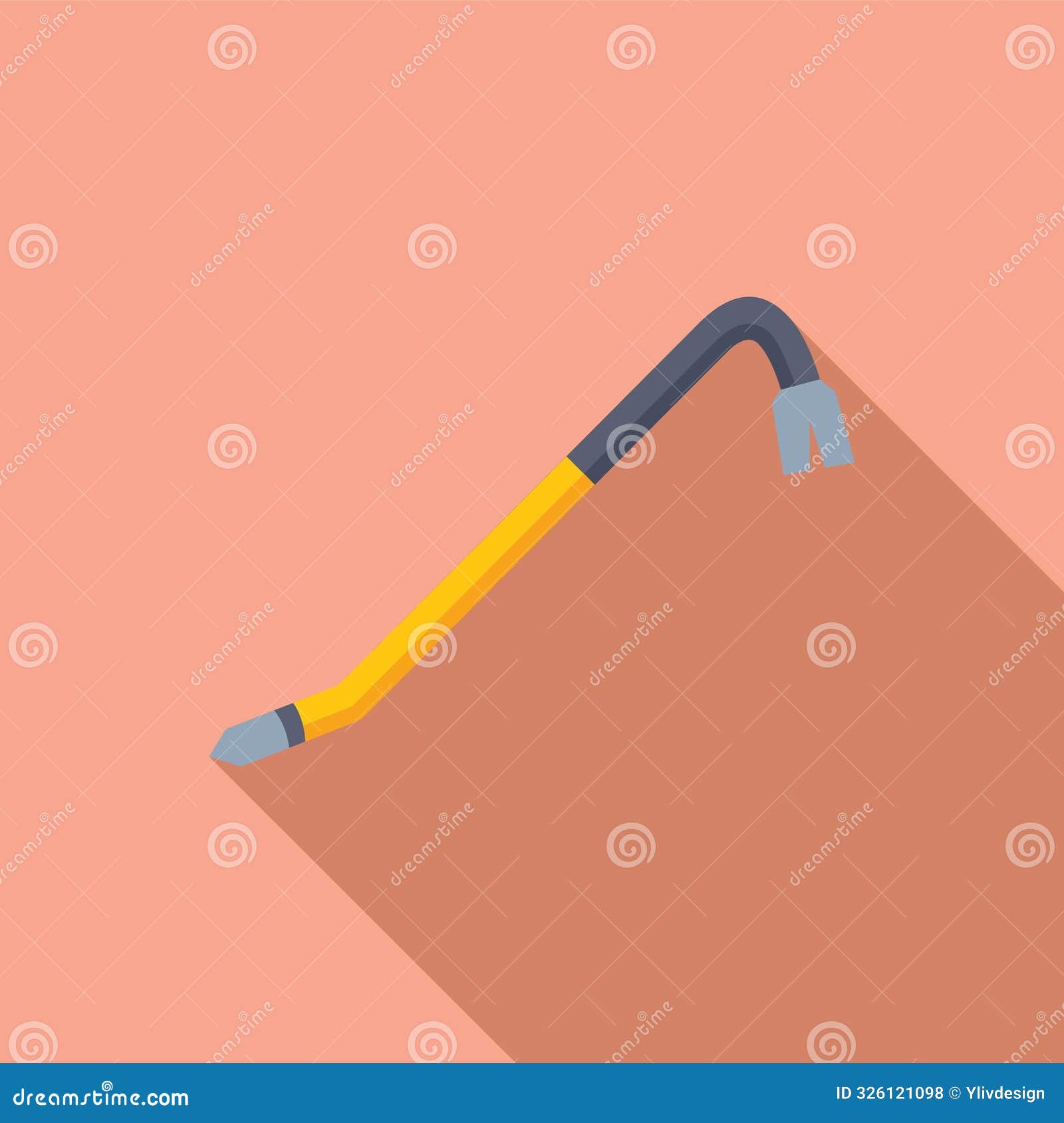 Crowbar Tool Lying with Shadow on Pink Background Stock Vector ...