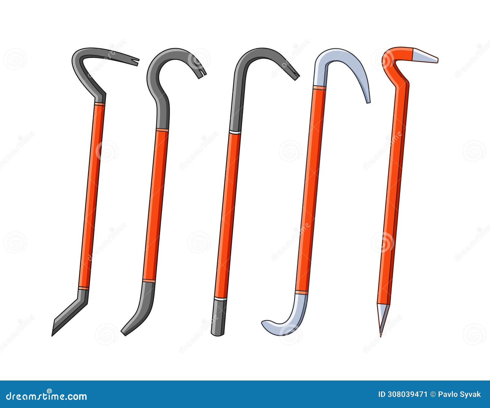 Crowbars, Isolated Vector Sturdy Hand Tools with a Flat, Prying End and ...