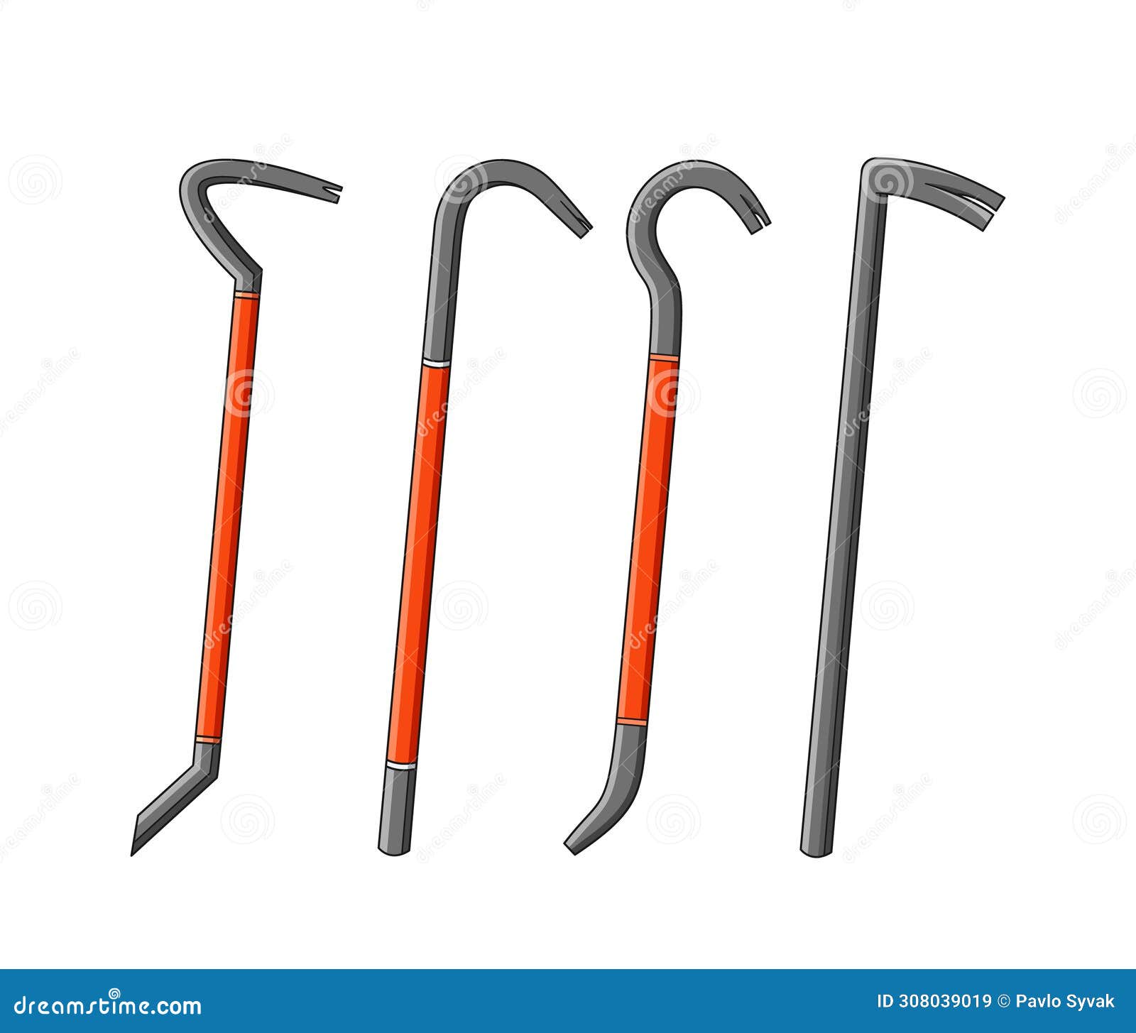 Crowbars or Nail Pullers, Isolated Vector Hand Tools Made of Steel ...