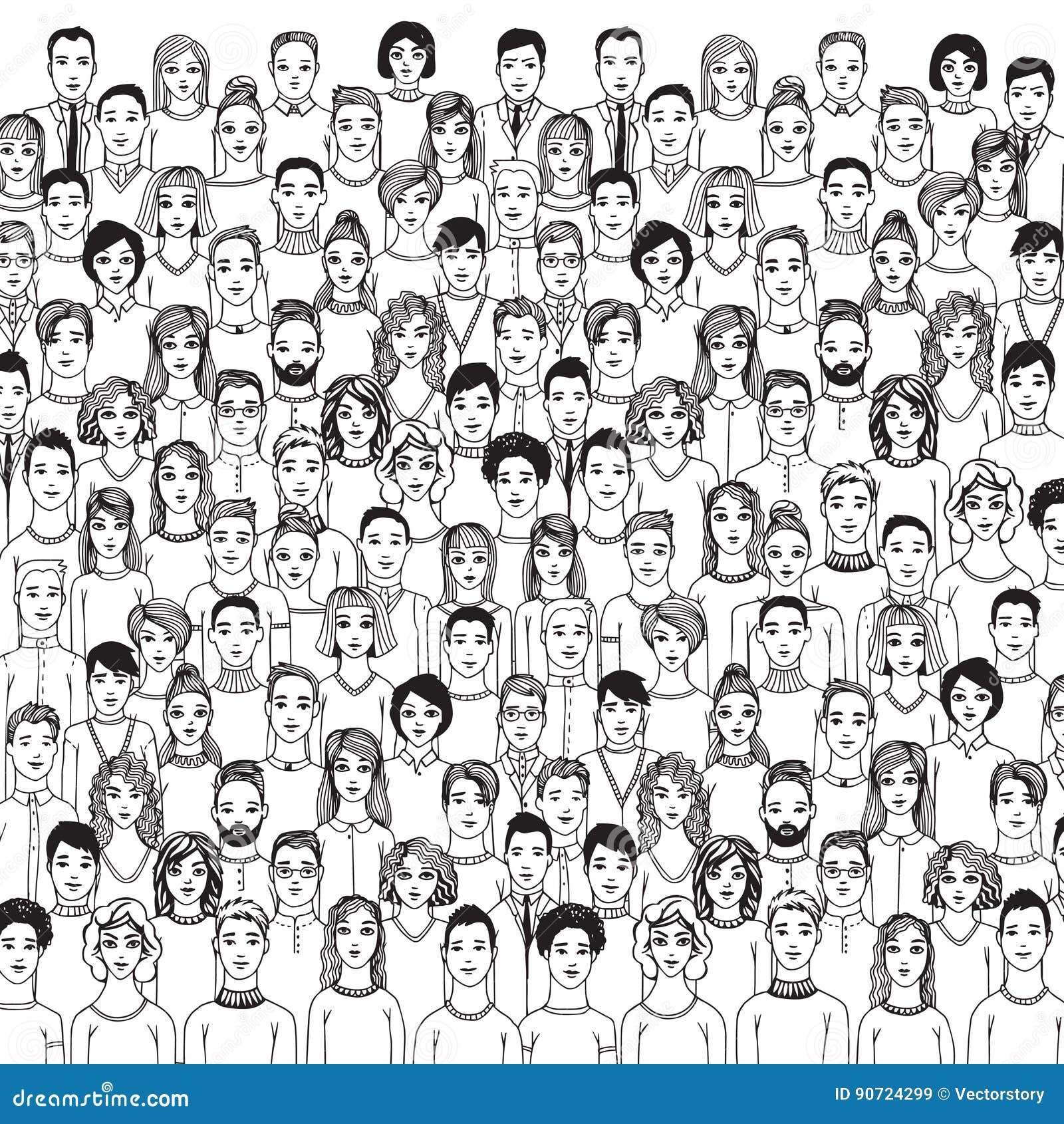 The Crowd of Abstract People. Stock Vector - Illustration of white ...