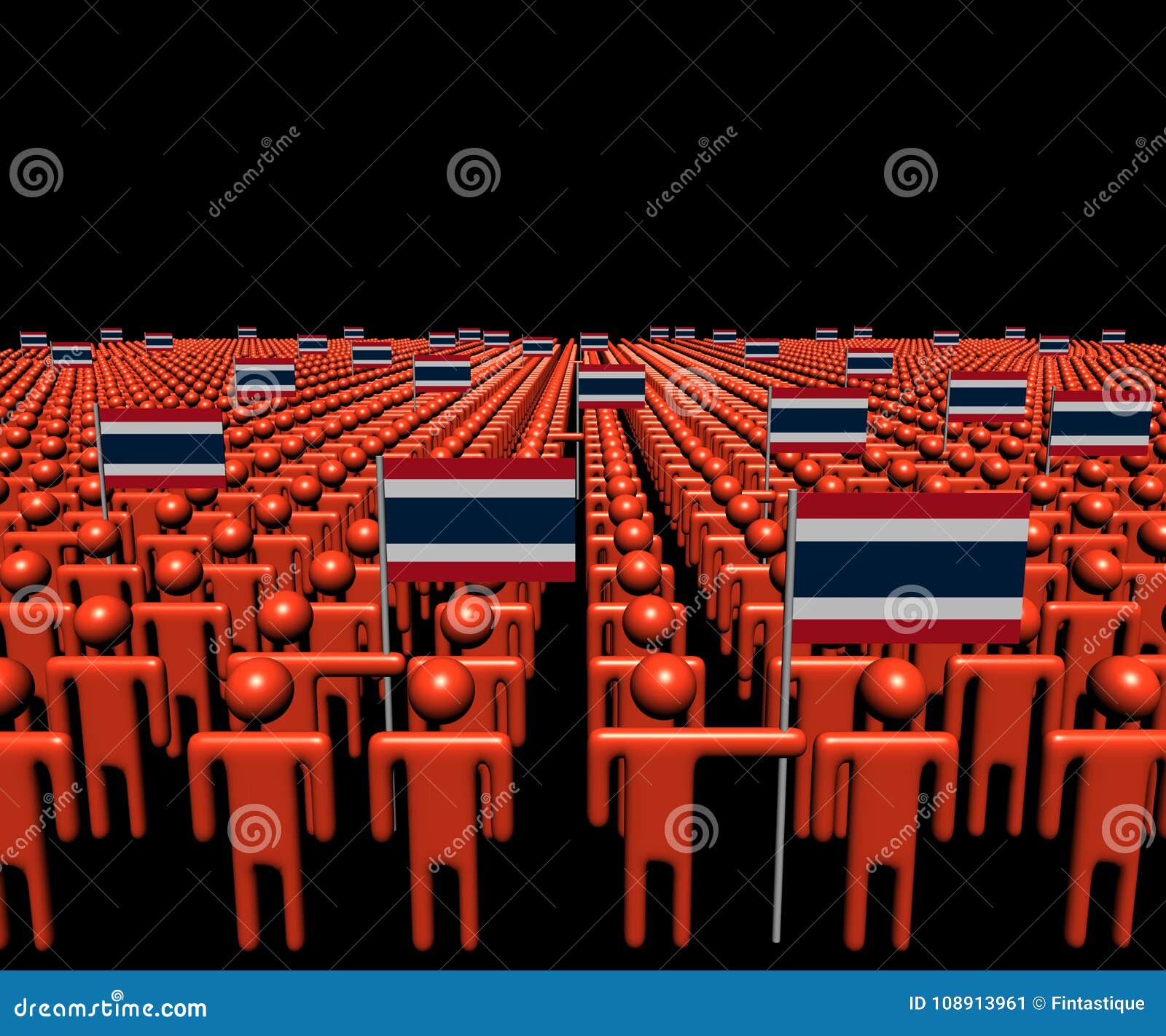 Crowd of Abstract People with Many Thai Flags Illustration Stock ...