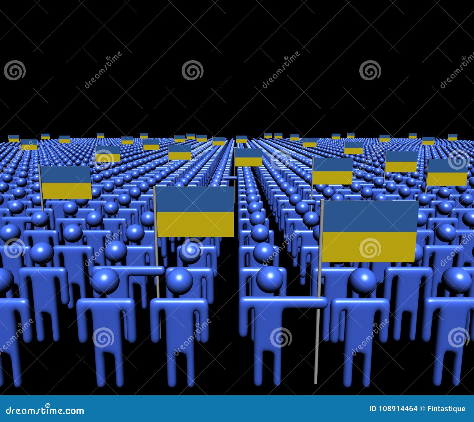 Crowd of Abstract People with Many Ukraine Flags Illustration Stock ...