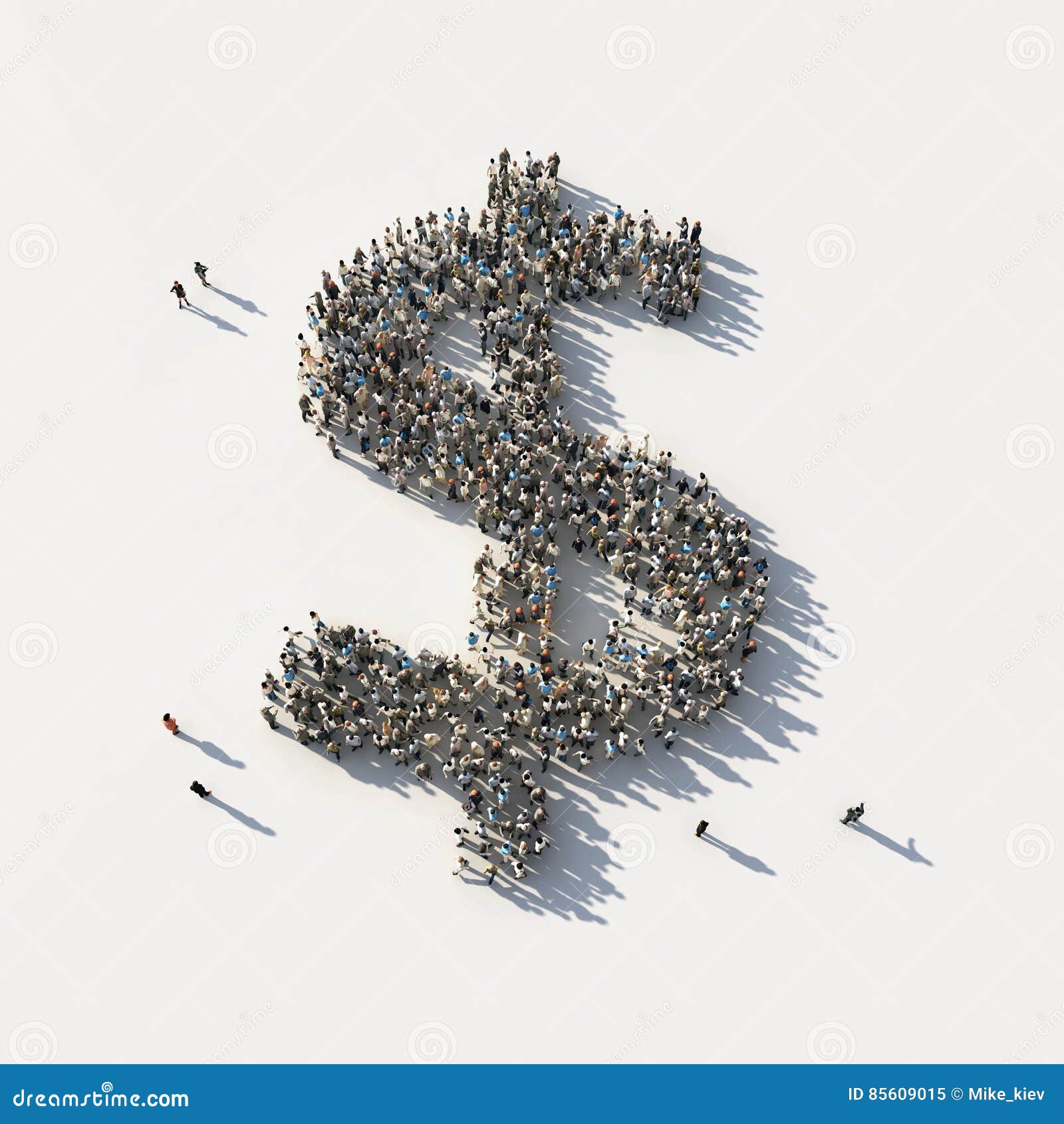 Crowd As the Shape of a Dollar Stock Illustration - Illustration of ...