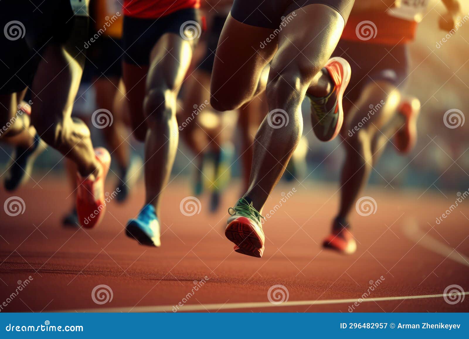 Crowd of Athletes Running in the Stadium during Competition Stock ...