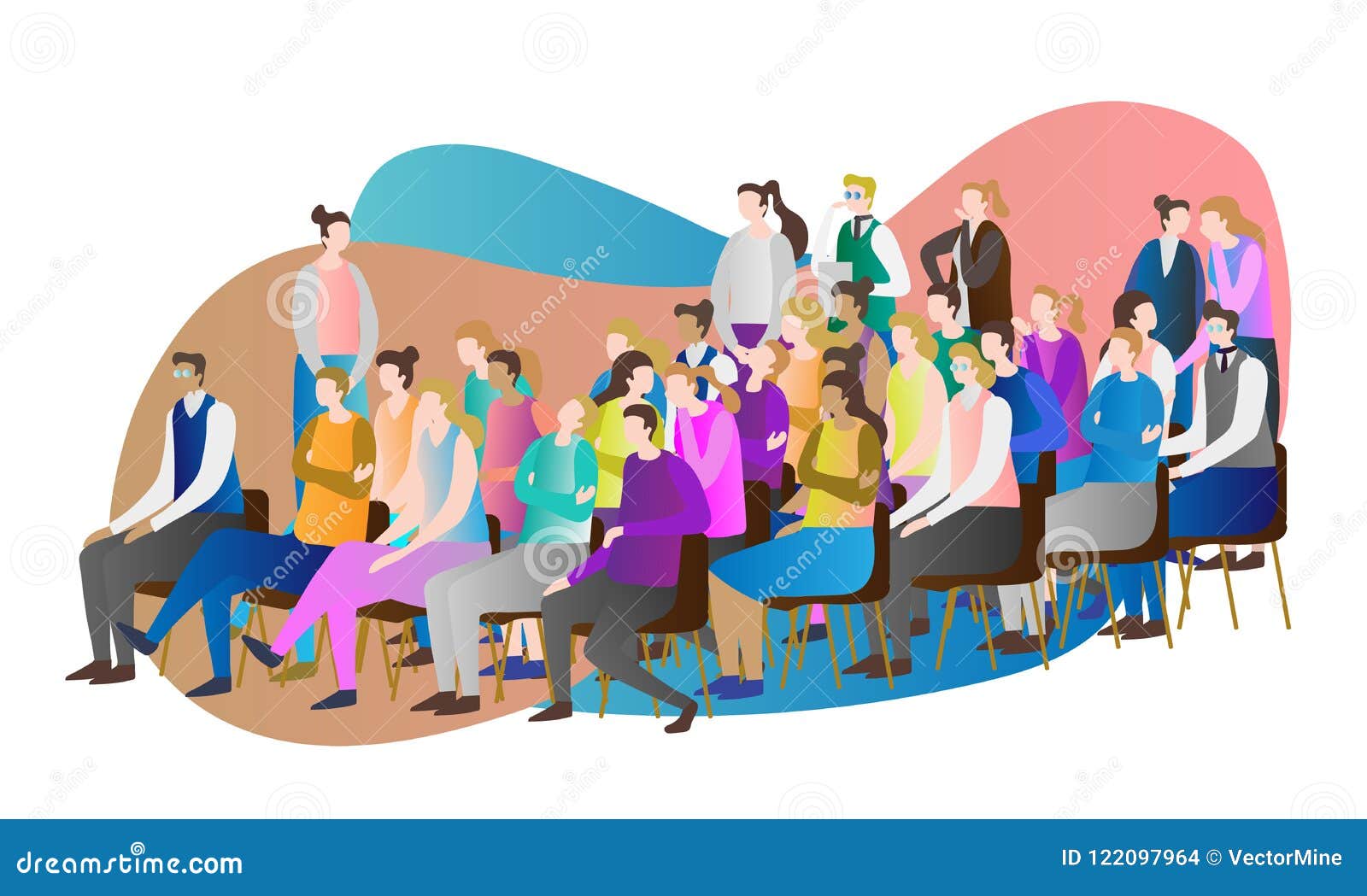 Crowd Audience Vector Illustration. Group of People Sitting Together ... Crowd Audience Vector Illustration. Group of People Sitting Together ...