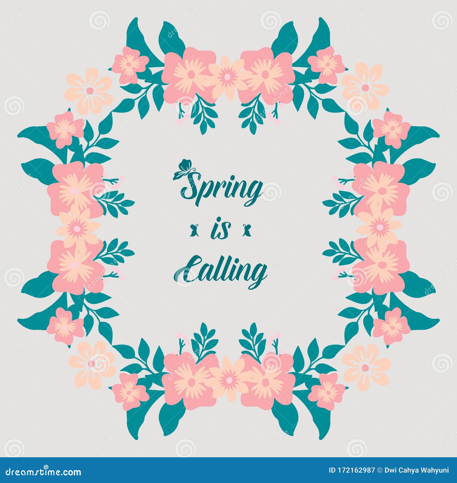 Crowd of Beautiful Leaf and Flower Frame, for Spring Calling Greeting ...