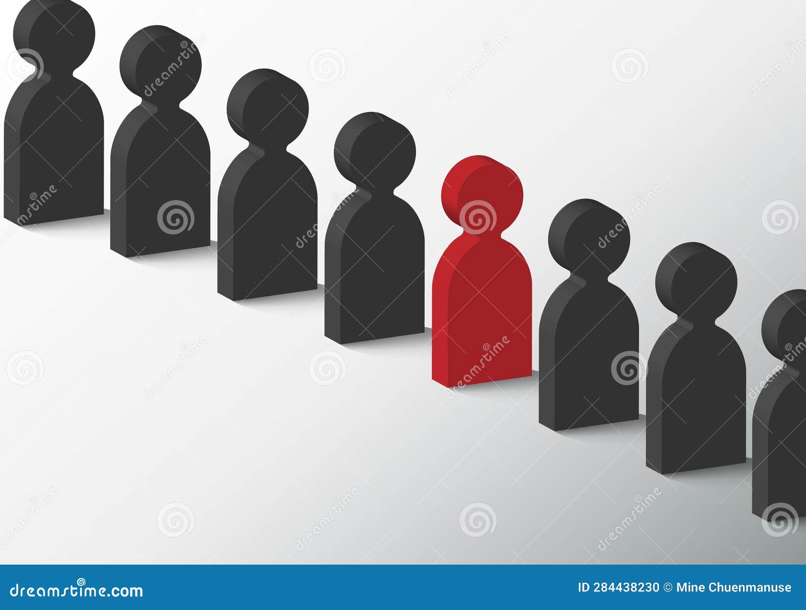 Crowd Black People Sign with Red Head Sign. Concept of Difference ...