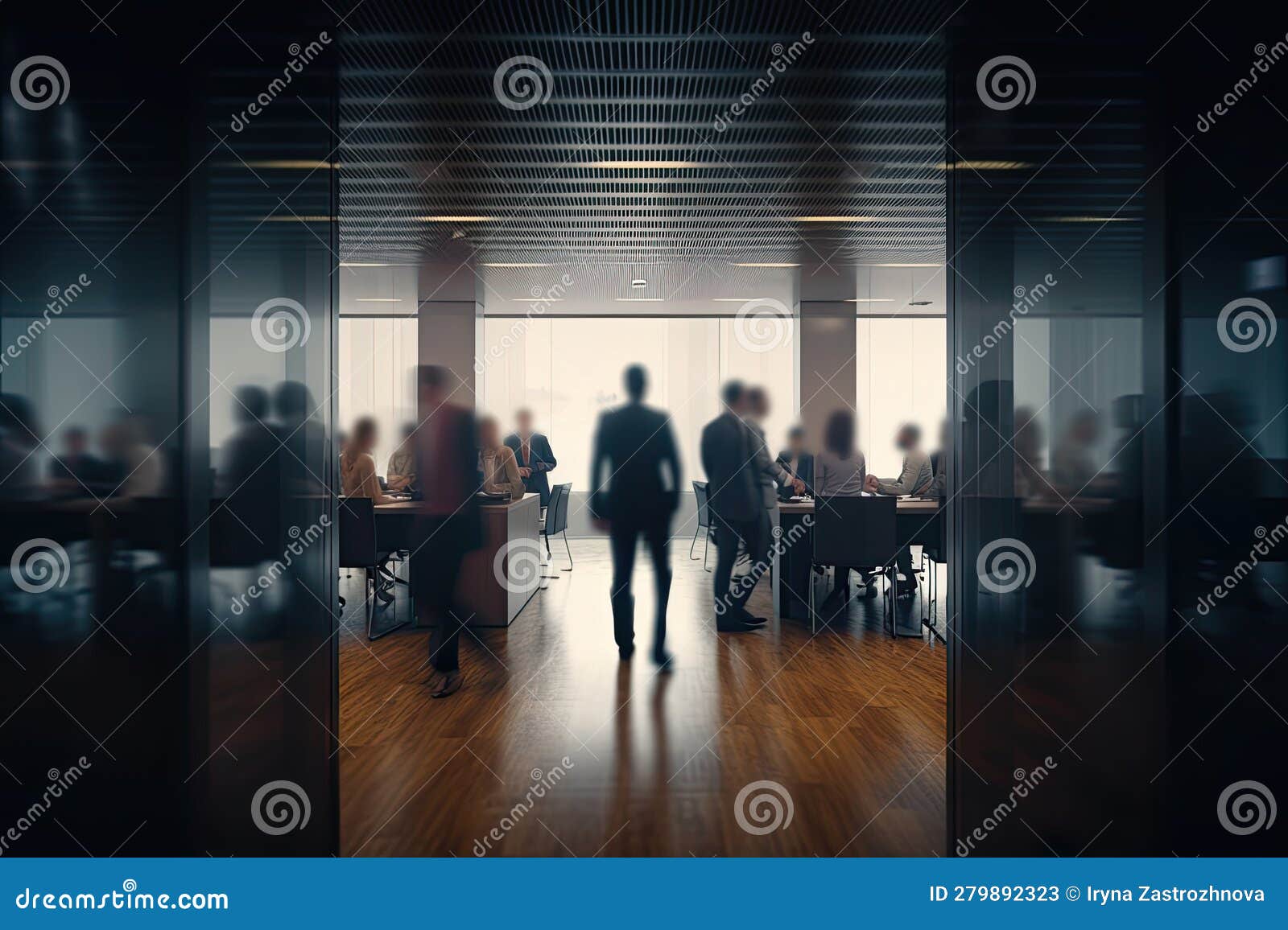 Silhouettes Of Office Employees Working At Sunset, Reflecting Corporate ...