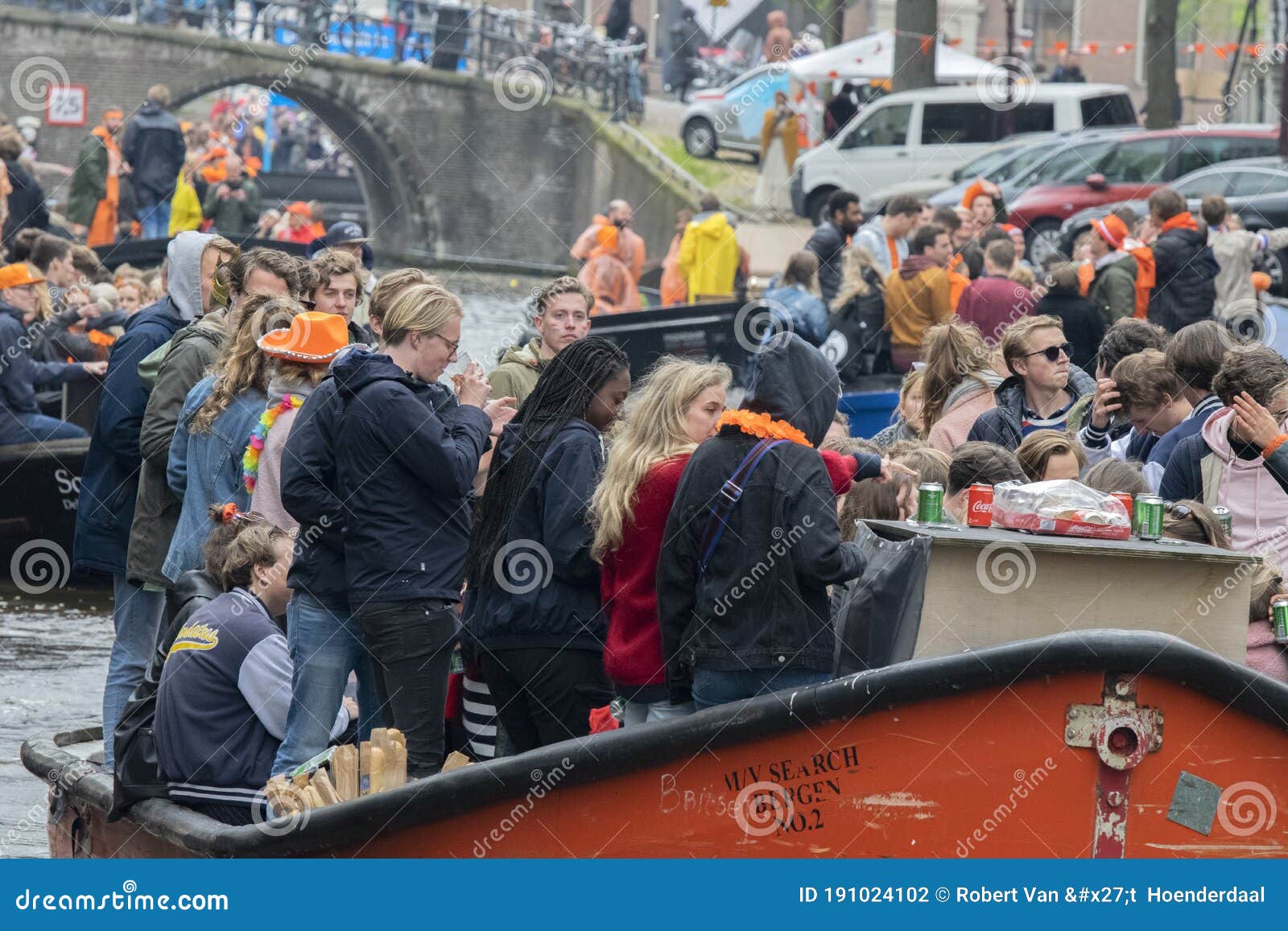 Crowd on Boats on Kingsday at Amsterdam the Netherlands 2019 Editorial ...