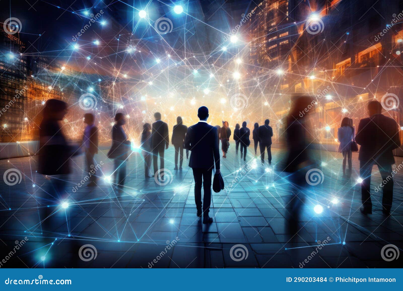 Crowd of Business People Walking in Office Fast Moving .Generative AI ...