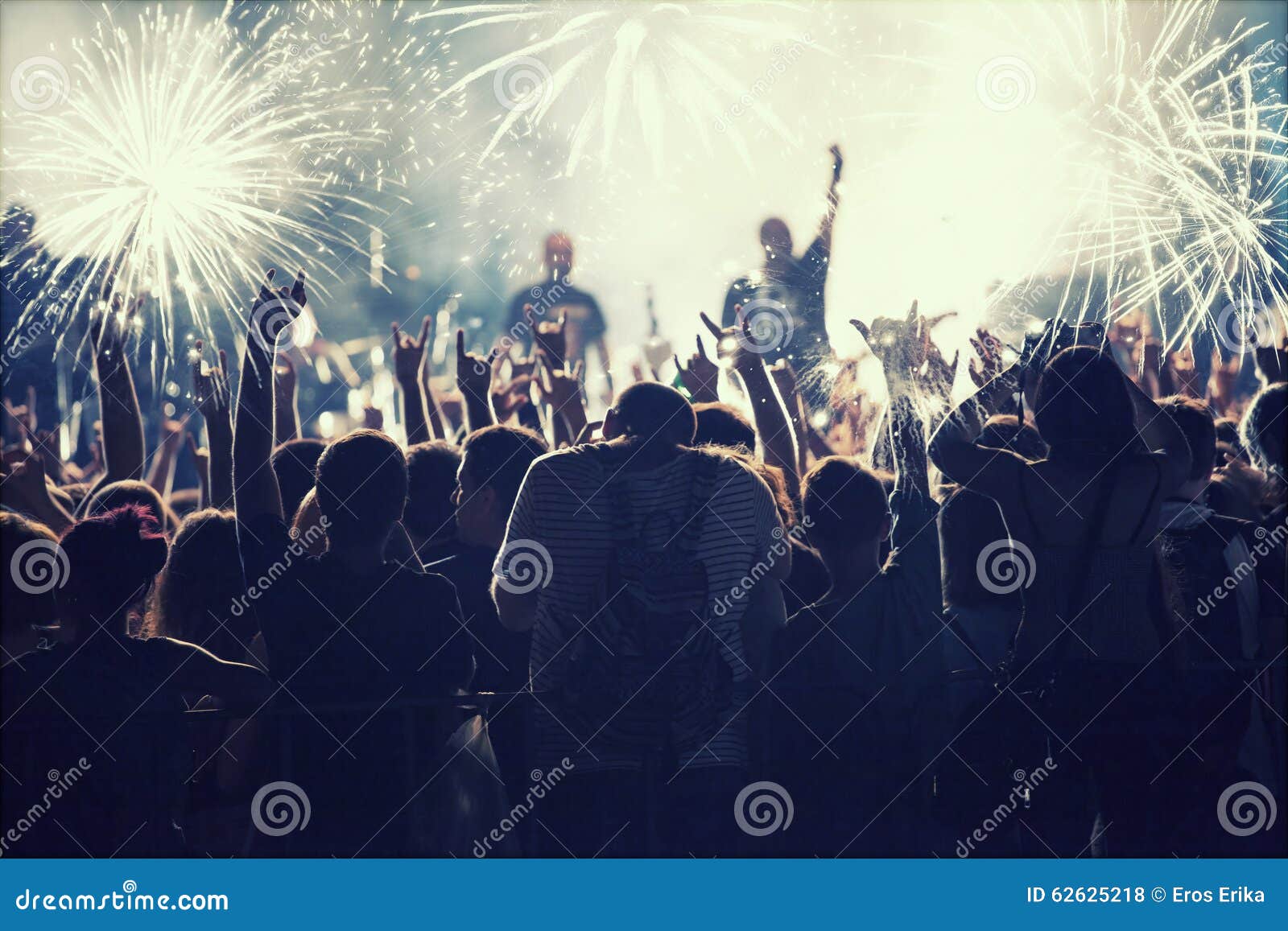 Crowd Celebrating with Fireworks Editorial Stock Photo - Image of dark ...