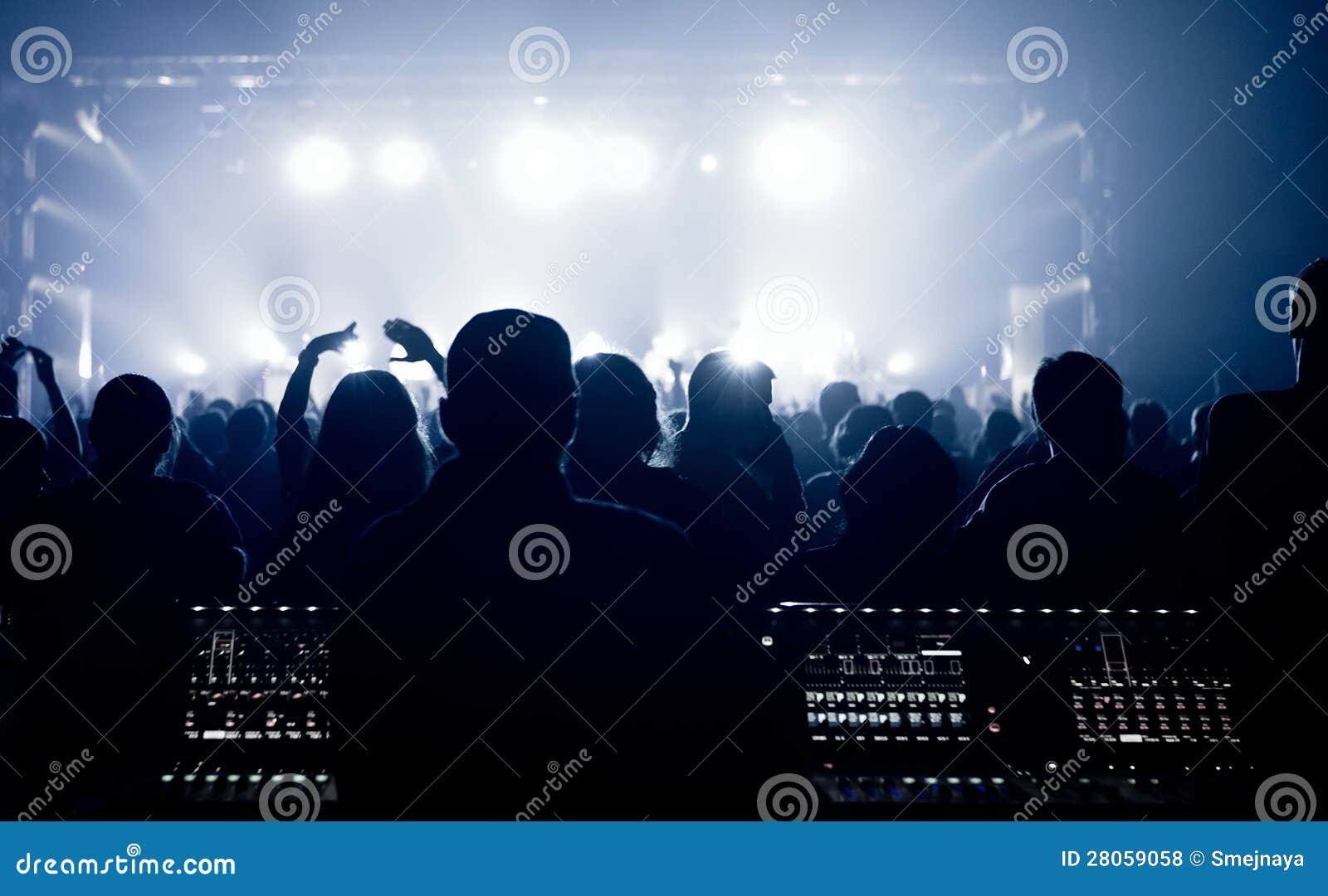 Crowd, Cheering and Watching a Band on Stage Stock Photo - Image of ...