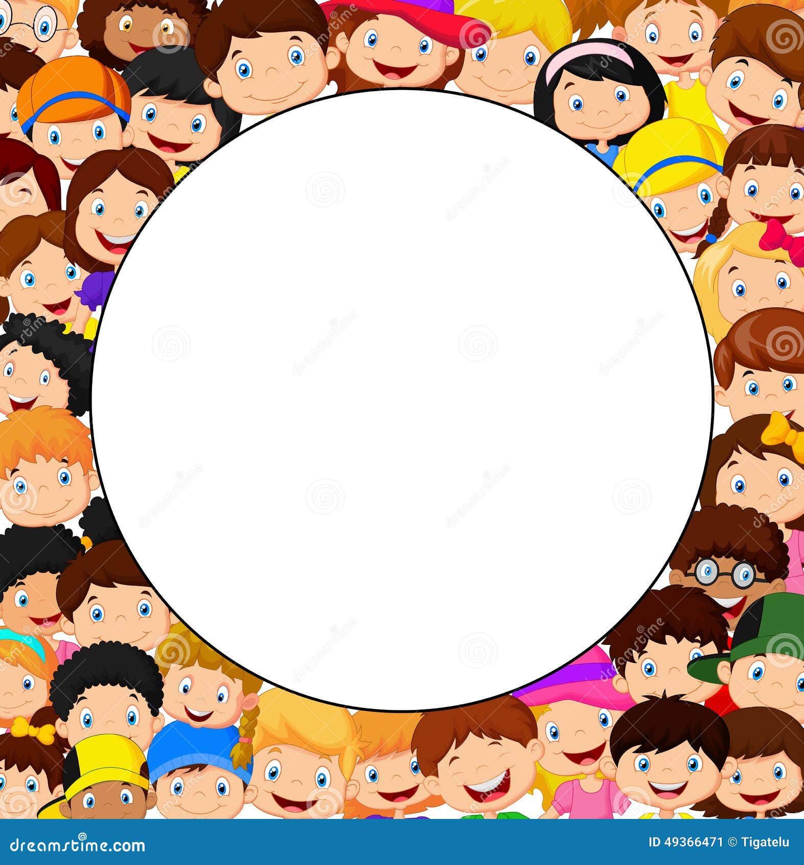 Crowd of Children Cartoon with Blank Space Stock Vector - Illustration ...