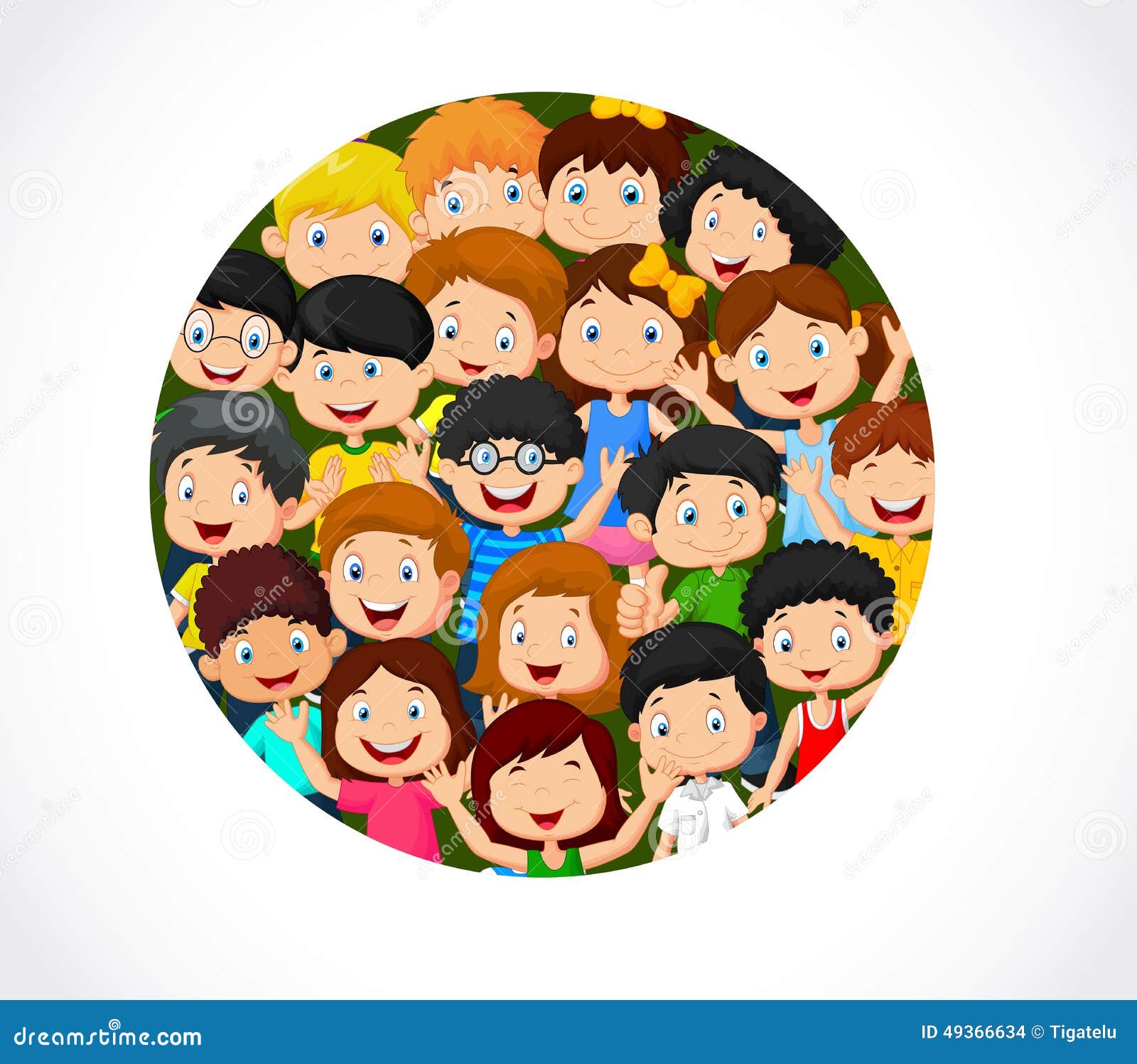 Crowd of Children Cartoon with Blank Space Stock Vector - Illustration ...