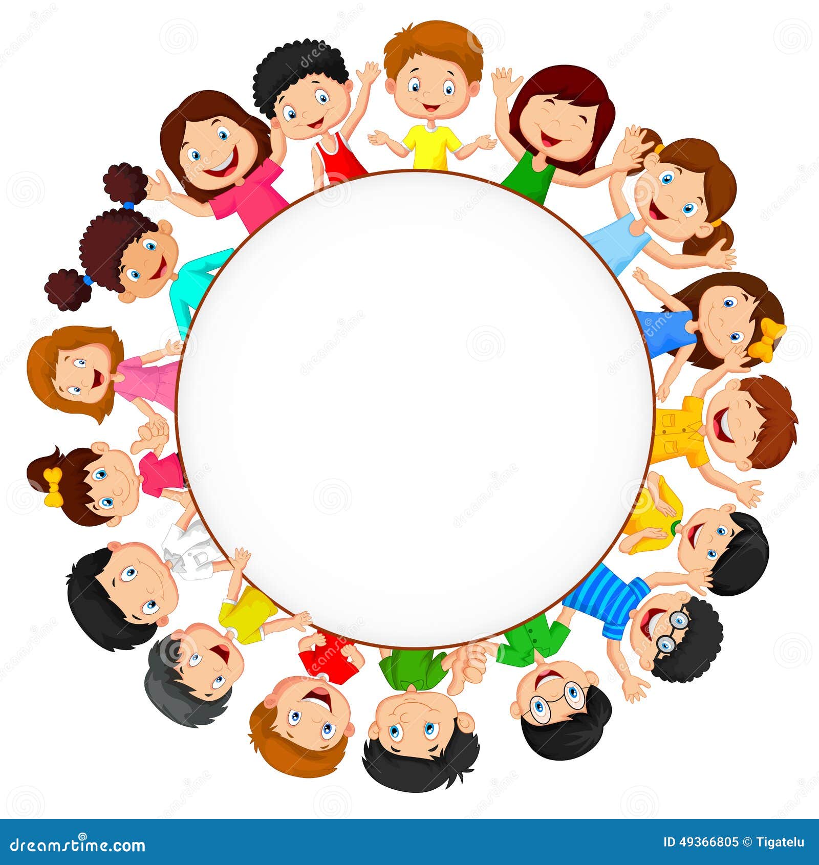 Crowd of Children Cartoon with Blank Space Stock Vector - Illustration ...