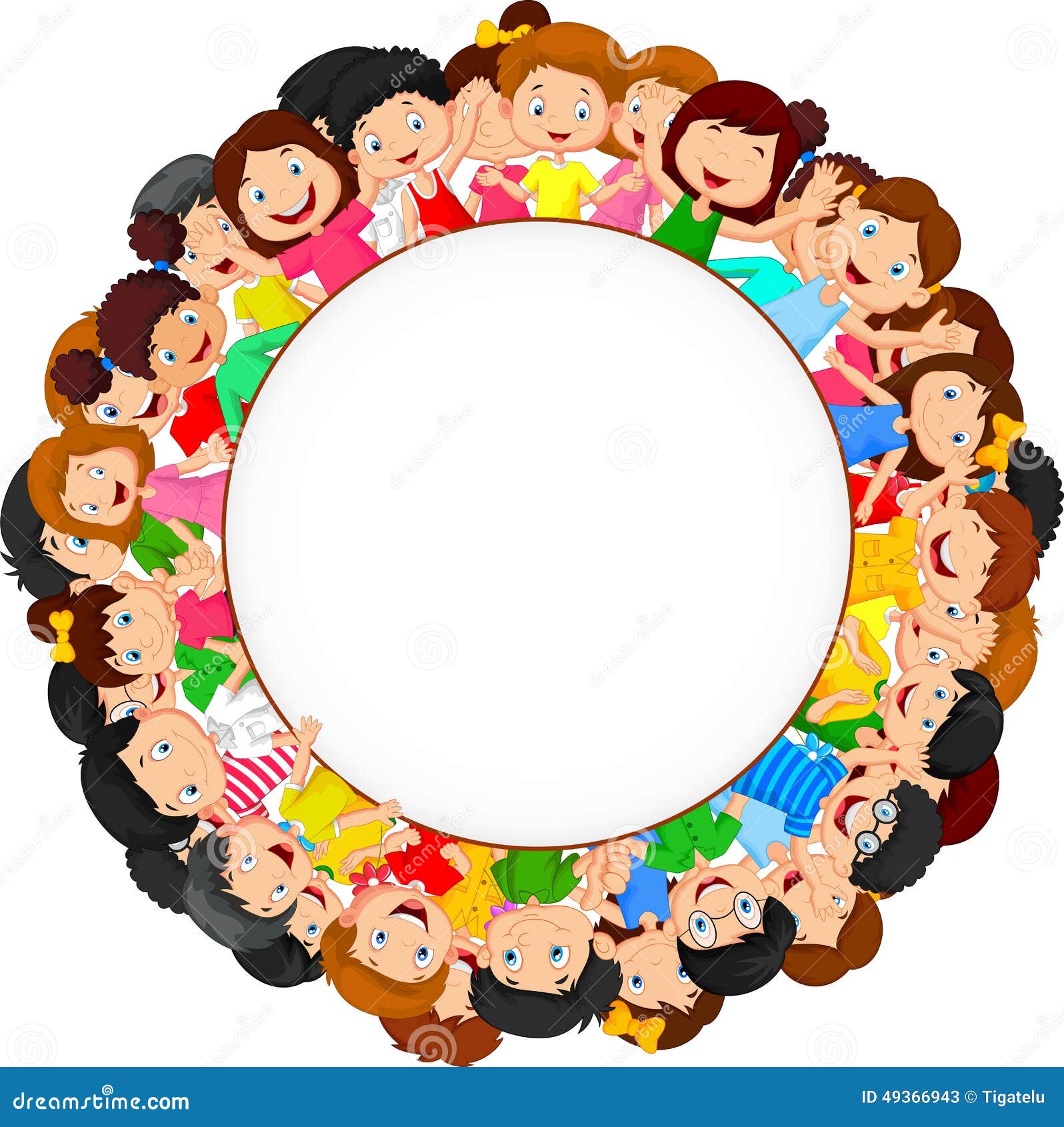 Crowd of Children Cartoon with Blank Space Stock Vector - Illustration ...