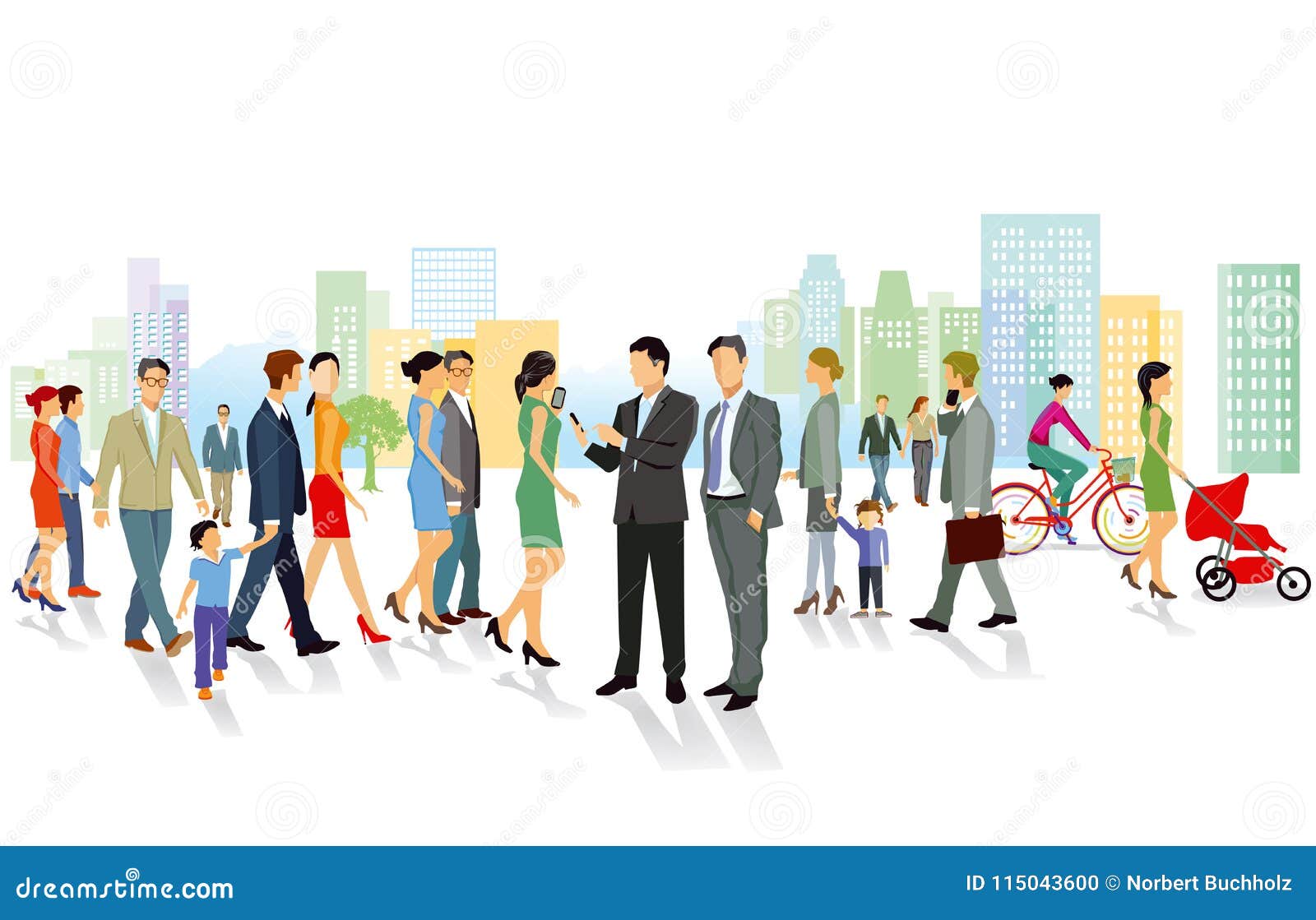 Crowd in city stock vector. Illustration of isolated - 115043600