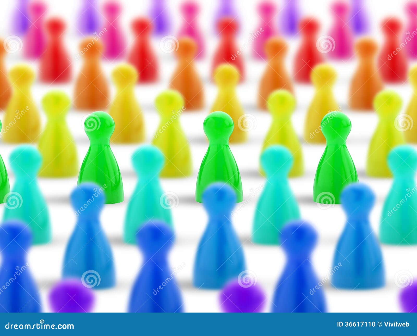 Crowd of colored pawns stock illustration. Illustration of concept ...