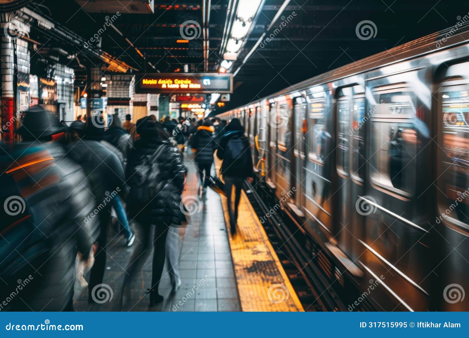 Crowd of Commuters Rushing on a Busy Subway Platform, a Crowded Subway ...