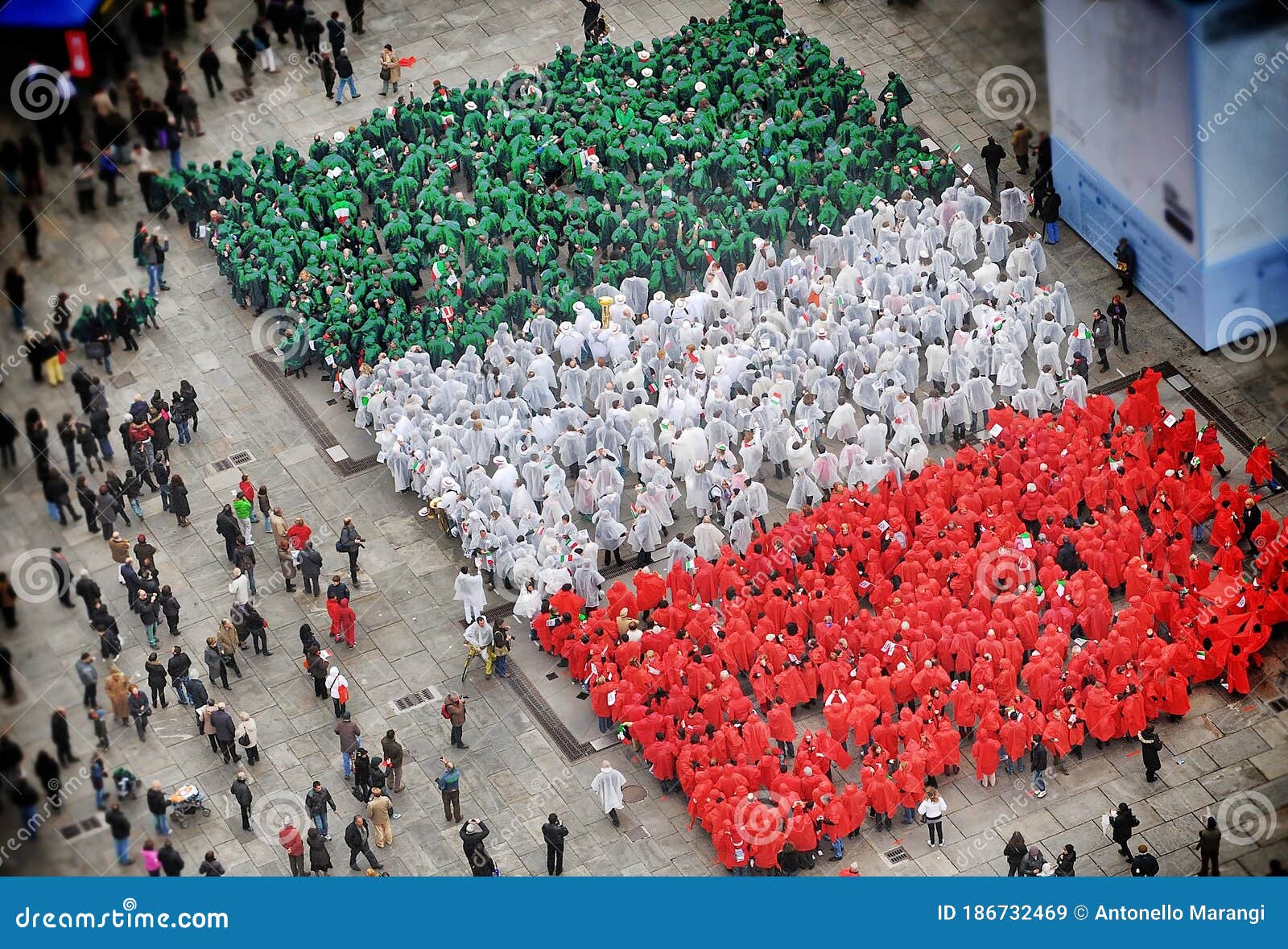 Crowd Composes a Human Flag of Italy Representing the Unity of the ...