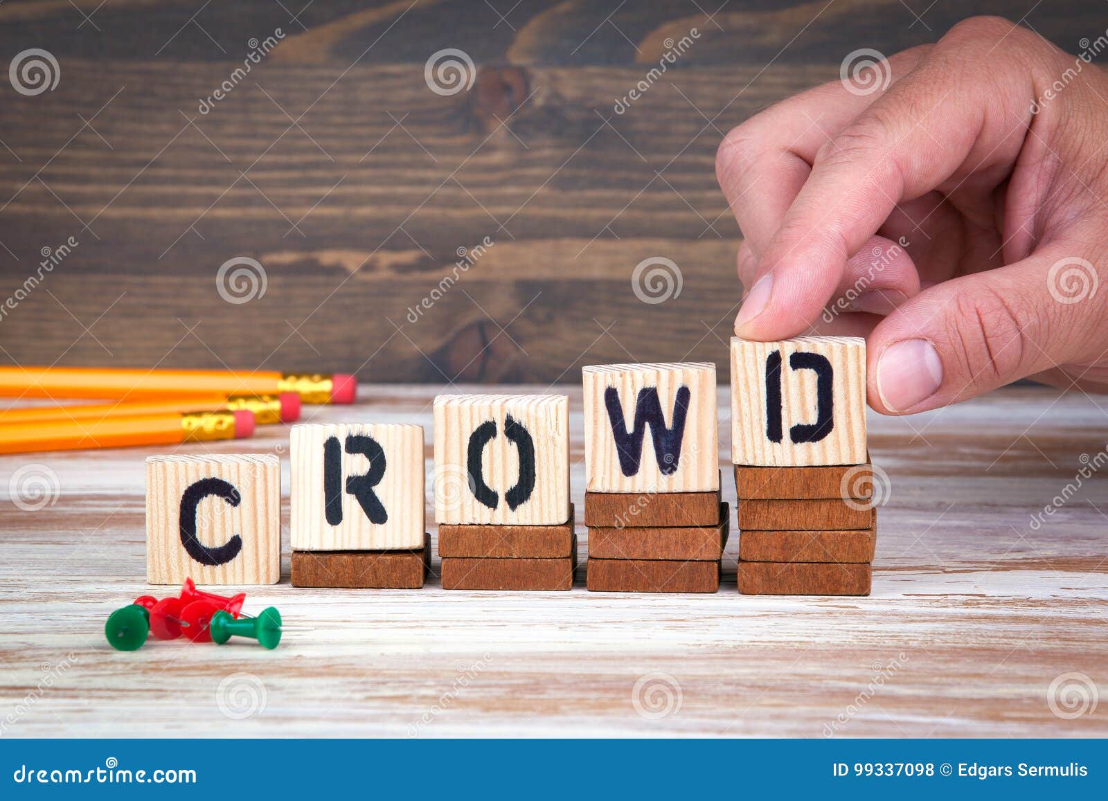 Crowd Concept. Wooden Letters on the Office Desk, Informative and ...