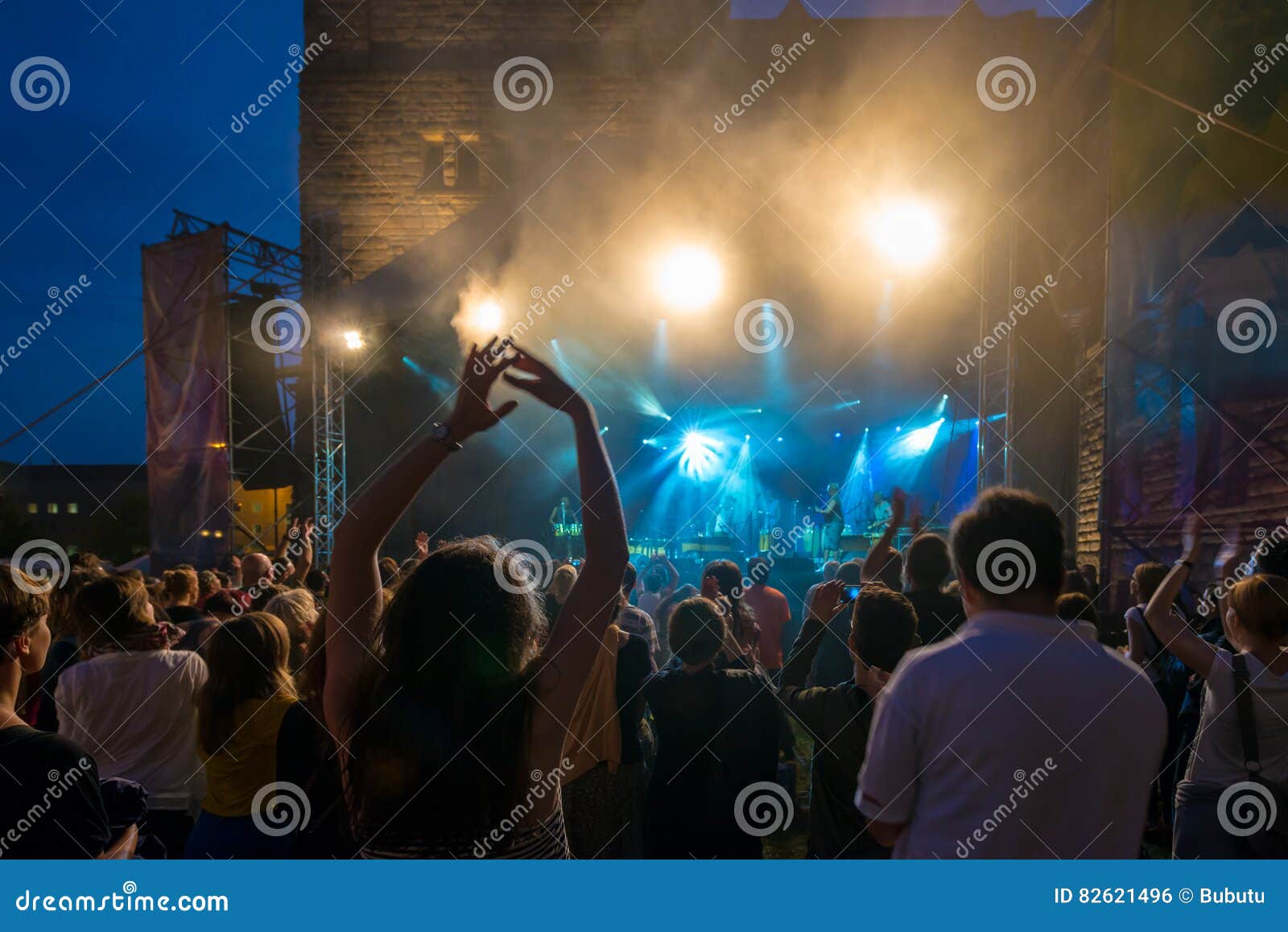 Crowd at Concert and Blurred Stage Lights Editorial Photo - Image of ...