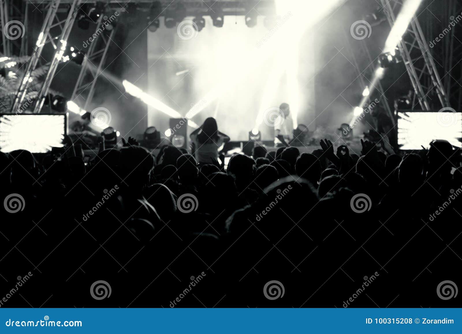 Crowd in a concert editorial stock photo. Image of night - 100315208
