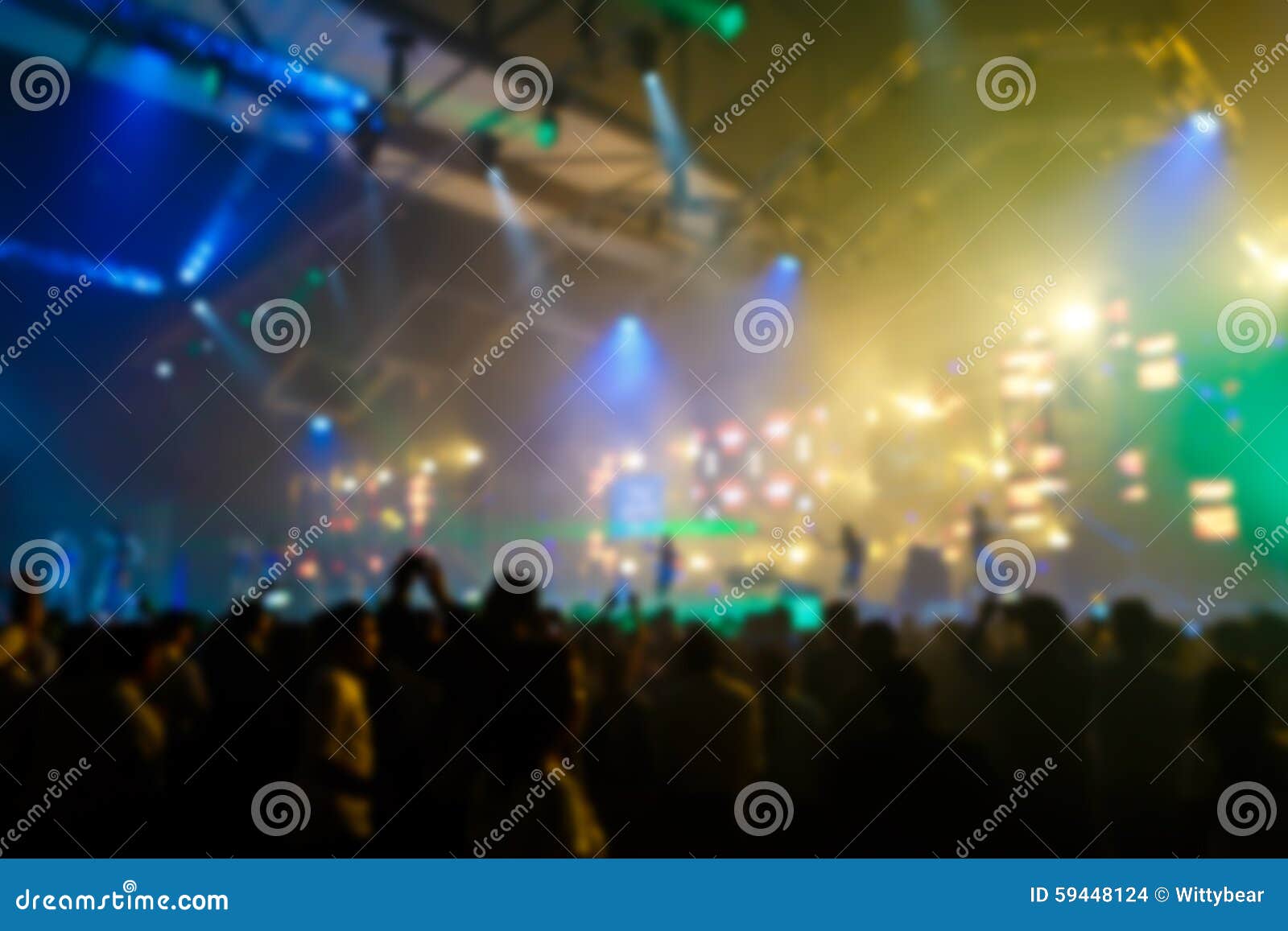 Crowd at Concert in Front of Stage Stock Photo - Image of light ...