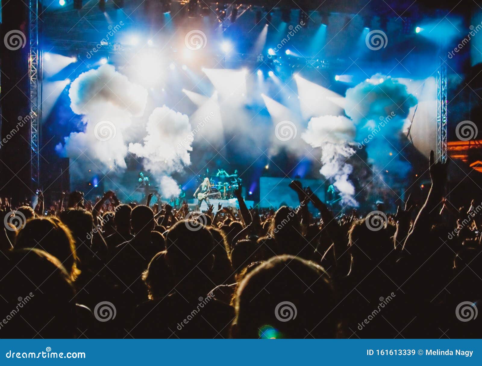 Crowd at Concert and Stage Lights with Space for Text Stock Image ...