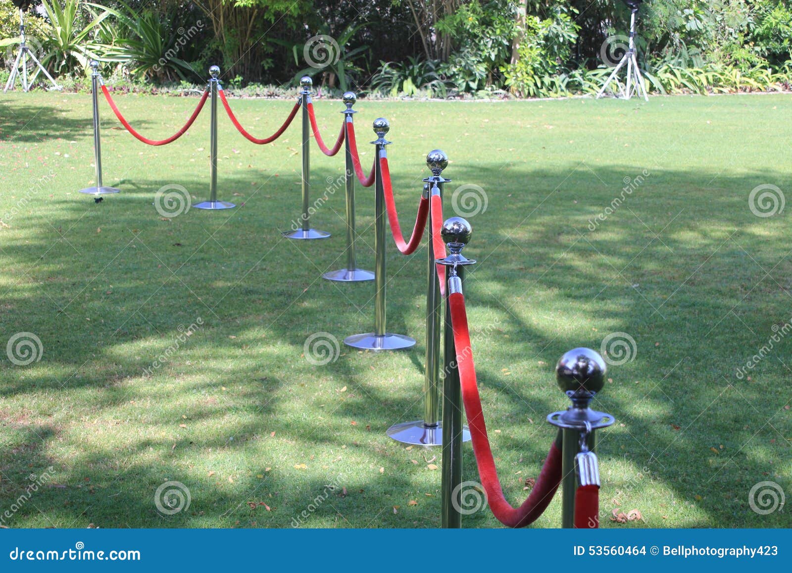 Crowd Control Barriers with Red Velvet Rope Stock Photo - Image of ...