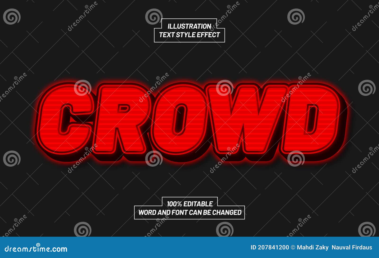 Crowd 3D Bold Text Style Effect Stock Vector - Illustration of style ...