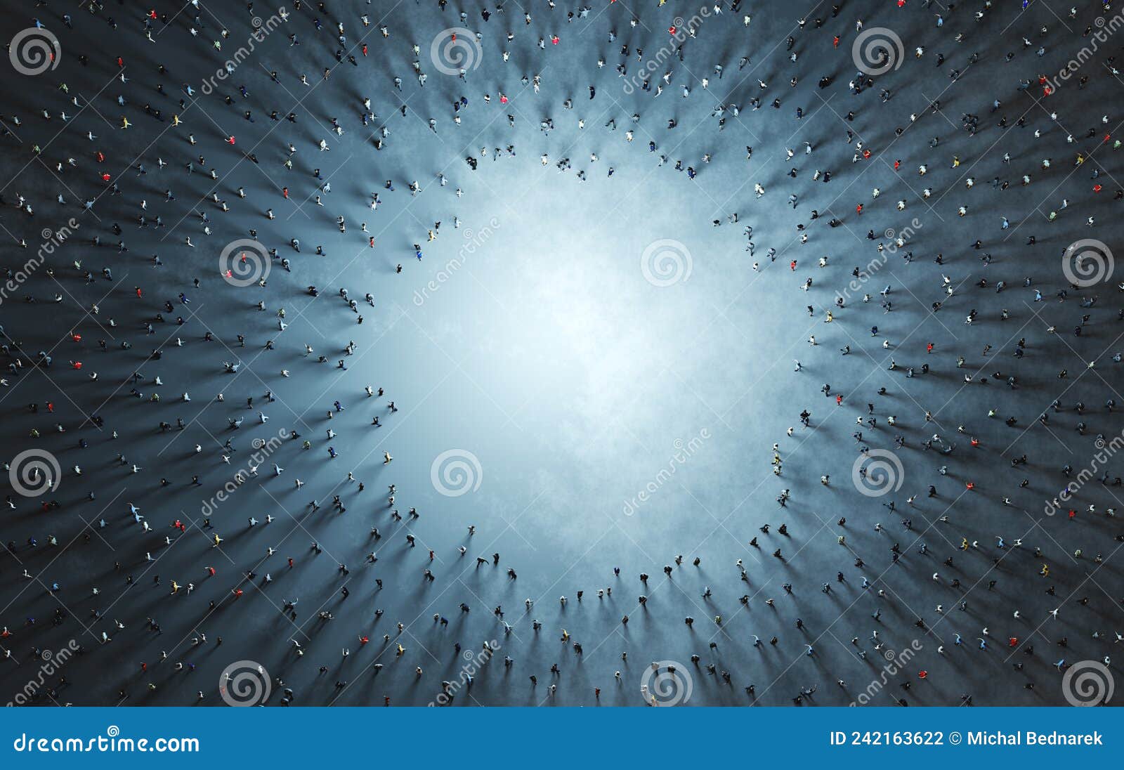 Crowd of Diverse People Gather Around Empty Circle Stock Illustration ...