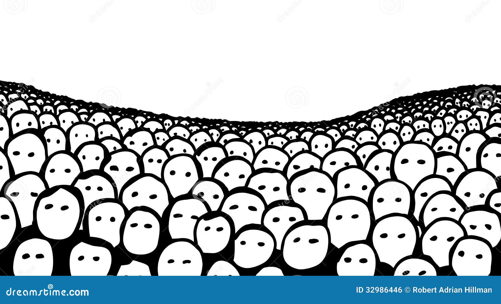 Crowd. Faces Collection. People Faces Vector Collage. Outline People ...