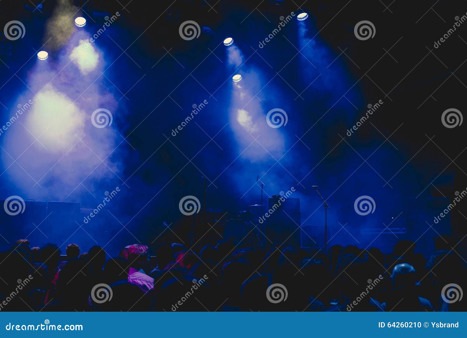 Crowd at Empty Music Stage Waiting for Rock Band. Stock Photo - Image ...