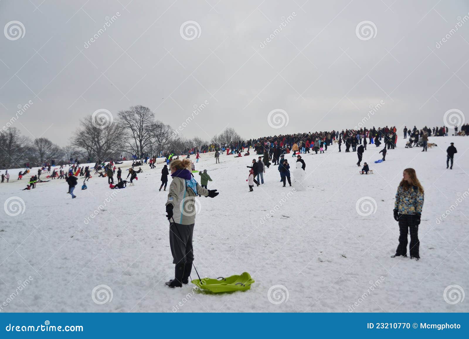 Crowd Enjoying Snow at Hampstead Heath, London Editorial Image - Image ...