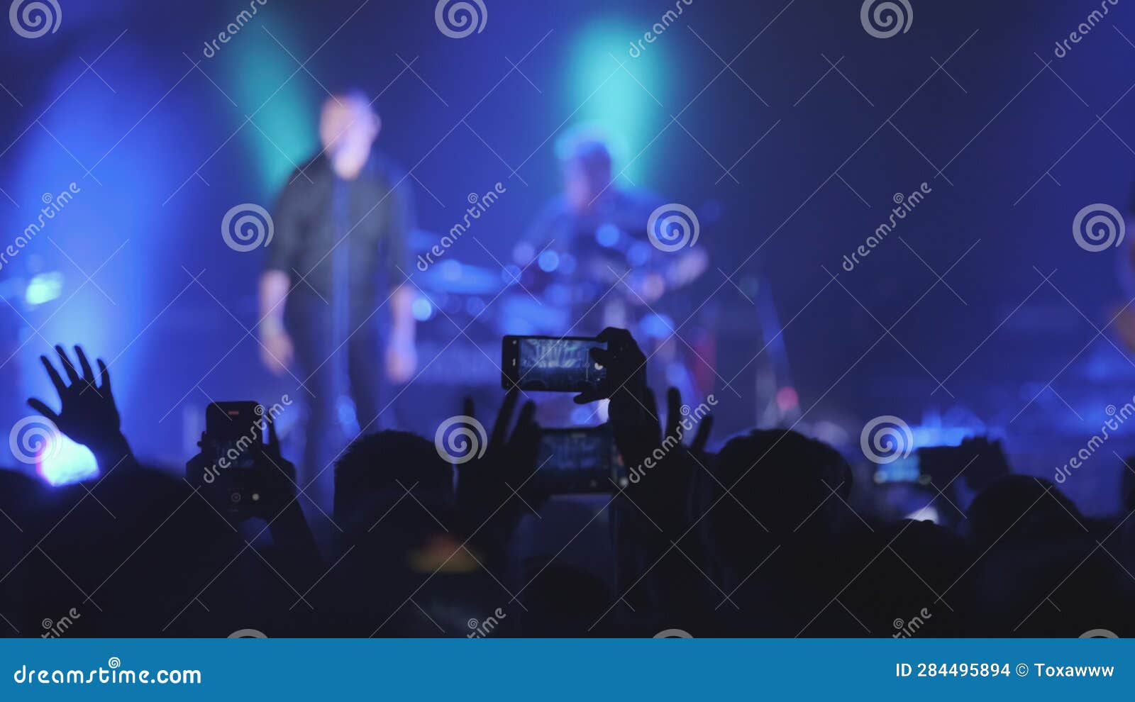 Crowd of Fans on Concert in Neon Lights Stock Footage - Video of modern ...