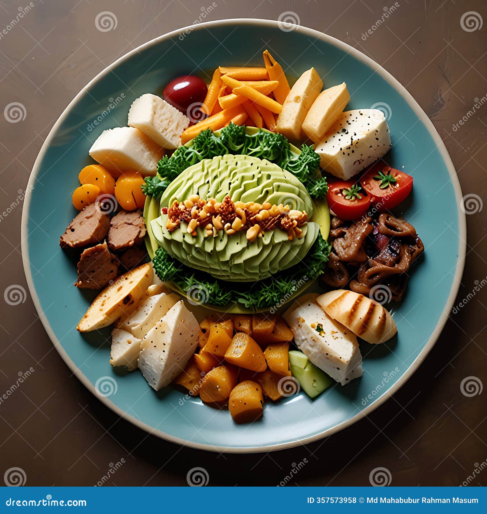 Crowd Food on a Single Plate Stock Illustration - Illustration of ...