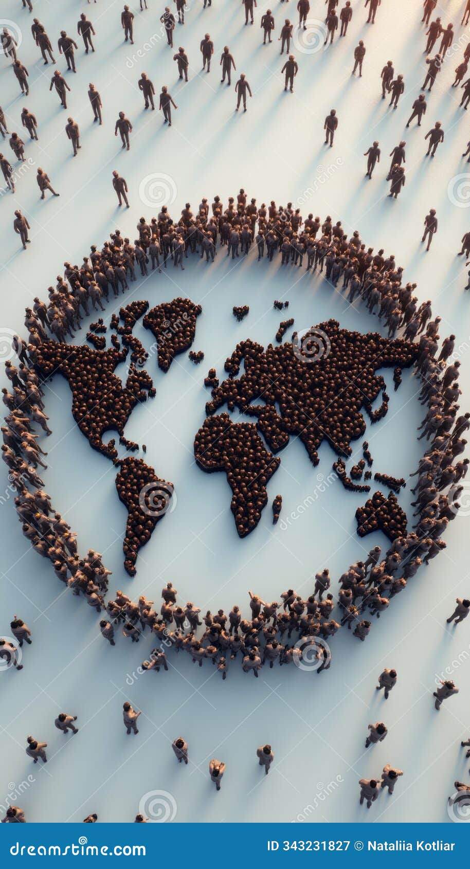 Crowd Forming World Map Shape on Ground Stock Image - Image of ...