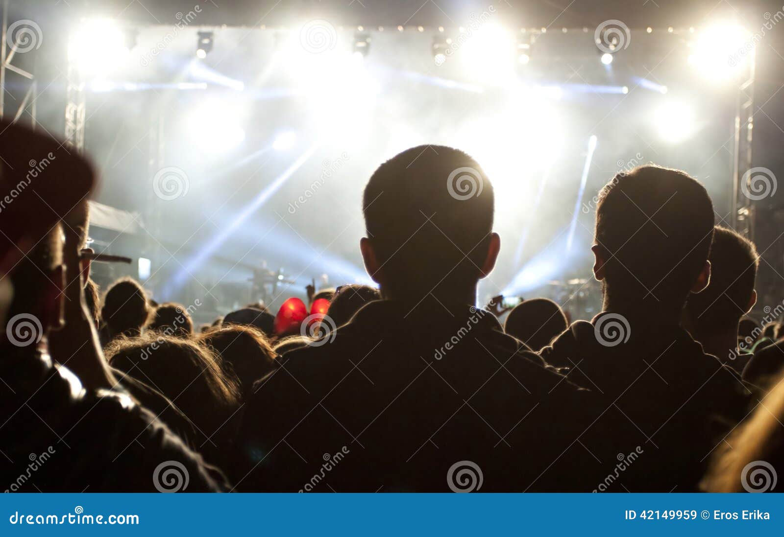 Crowd in Front of Stage Lights Stock Image - Image of people, dark ...
