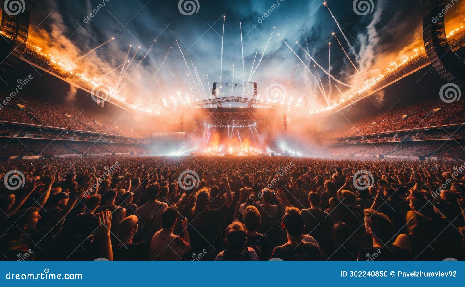 Crowd in Front of the Stage during a Music Festival at Night Stock ...
