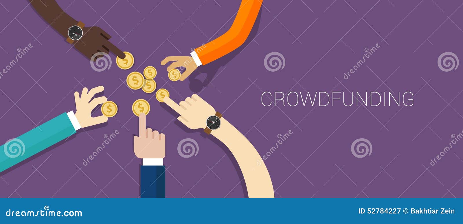 Crowd Funding Poster With Hand Depositing Money Bills In Cardboard Box ...